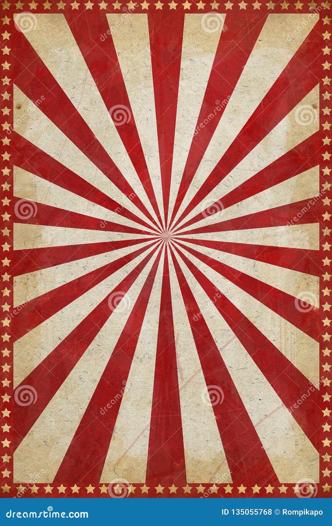 Vintage Circus Poster Background with Sunburst and Stars Illustration ...
