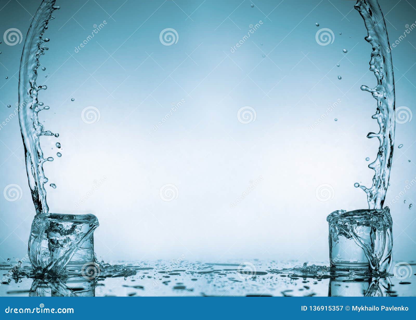 Pure Drinking Water with Splashes in a Round Glass on a Light Green ...