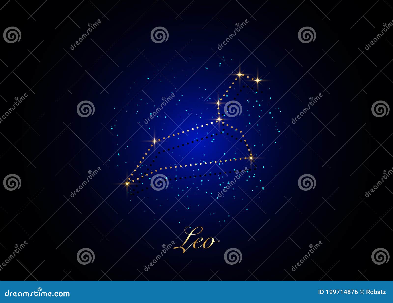 Leo Zodiac Constellations Sign on Beautiful Starry Sky with Galaxy and ...