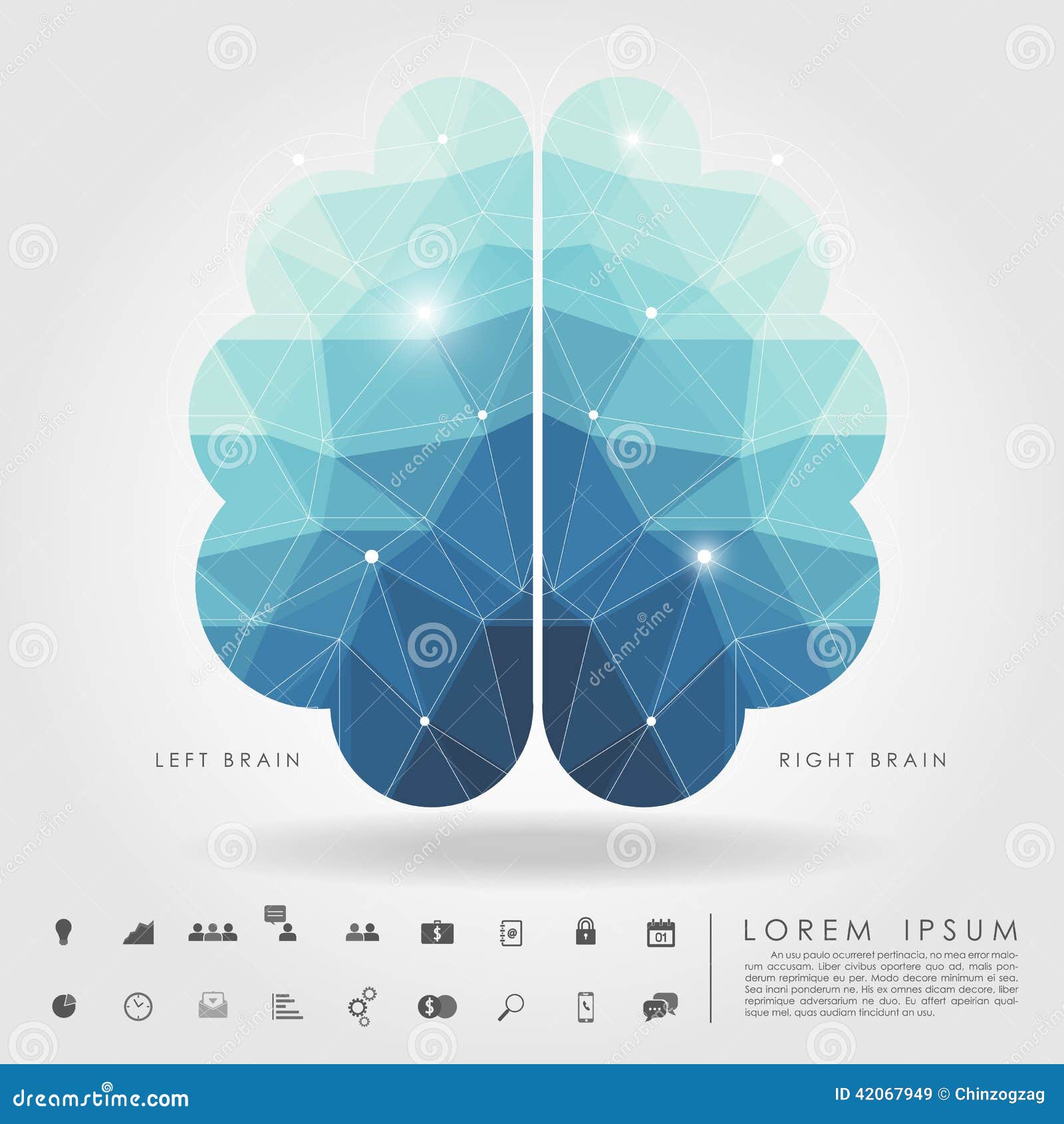 Left and Right Brain Polygon with Business Icon Ilustração do Vetor ...