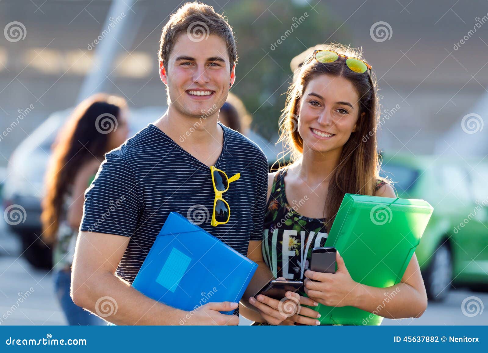 Young Students Looking at the Camera after Class. Foto de Stock ...