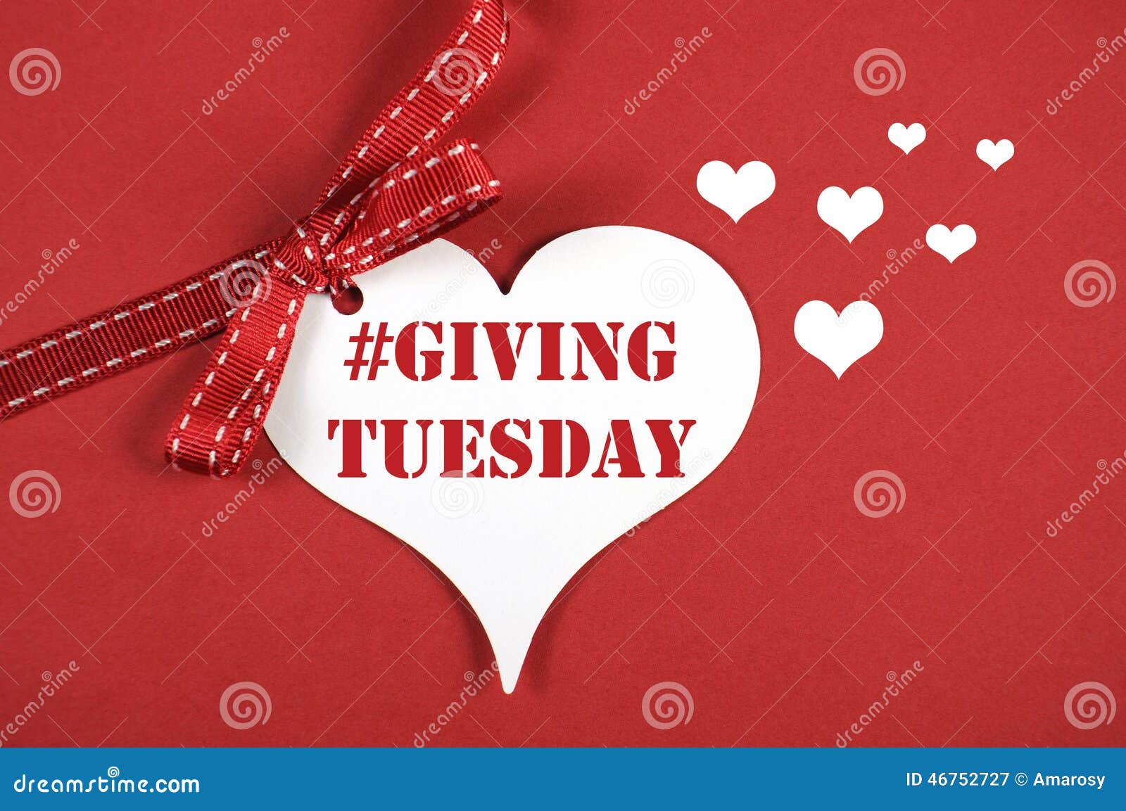 #Giving Tuesday White Heart on Red Background. Стоковое Изображение ...