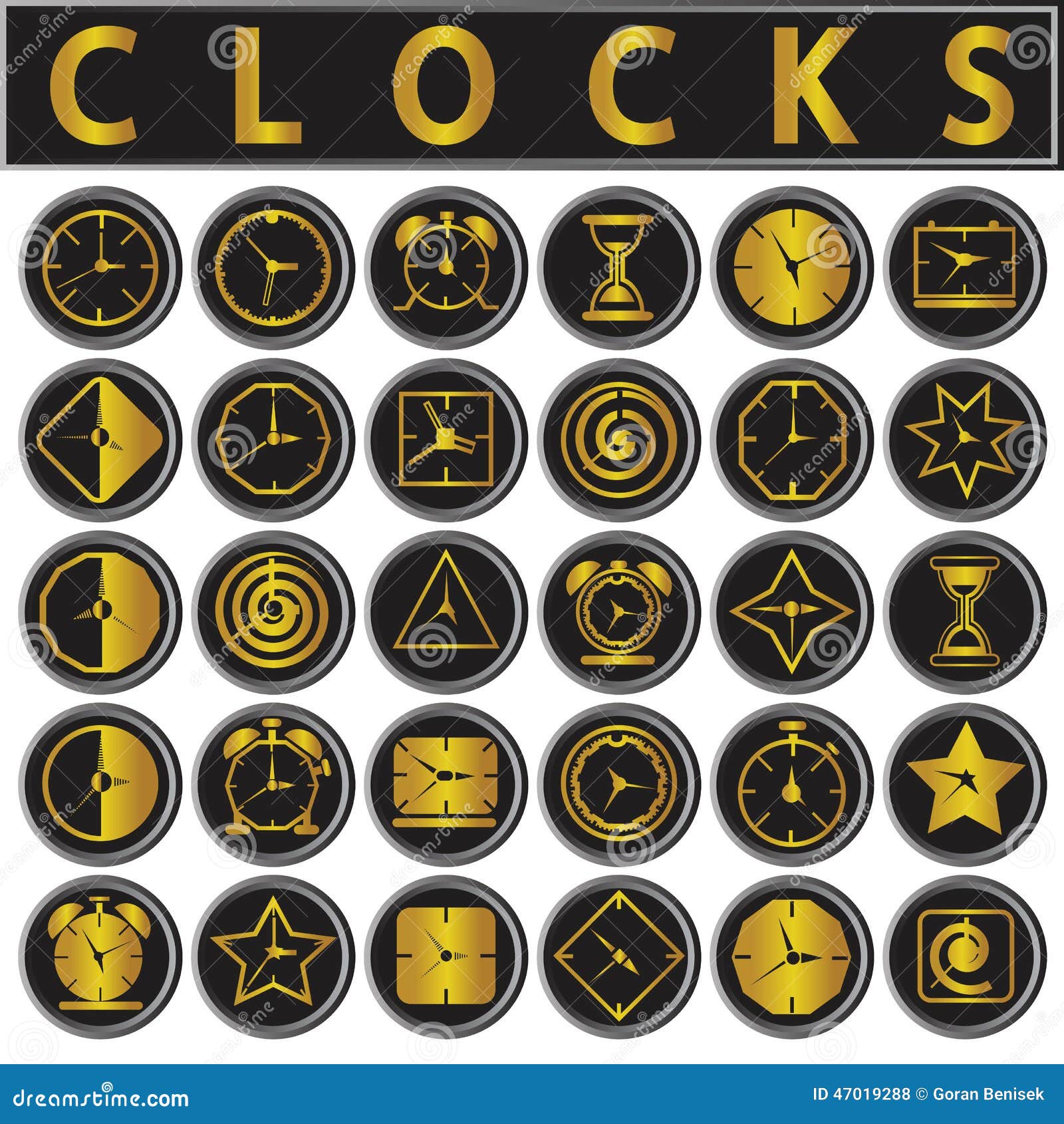 Clocks icons set ilustração do vetor. Ilustração de hora - 47019288