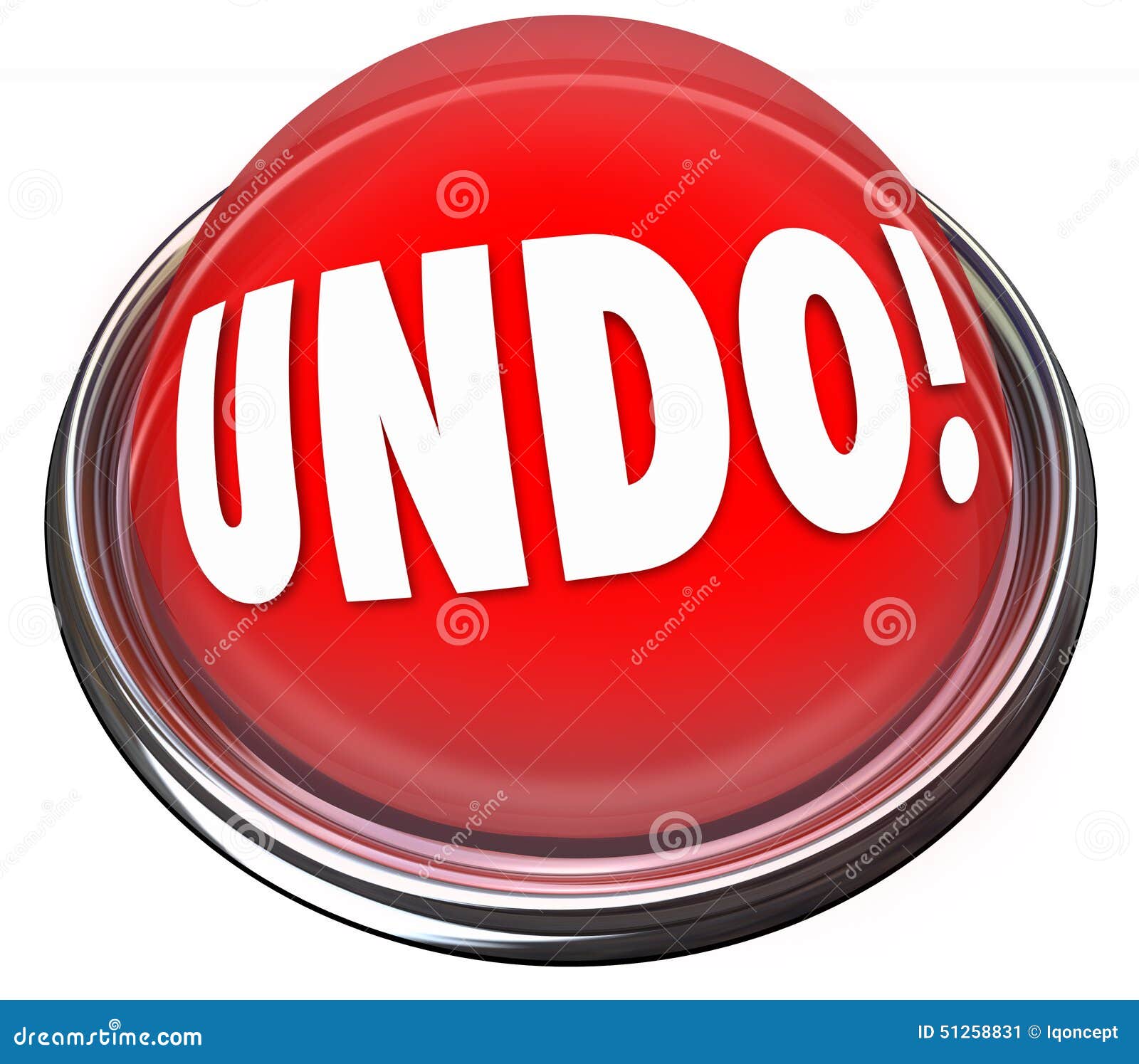 Undo Red Button Correct Fix Go Back Revise Mistake Error Ilustração ...