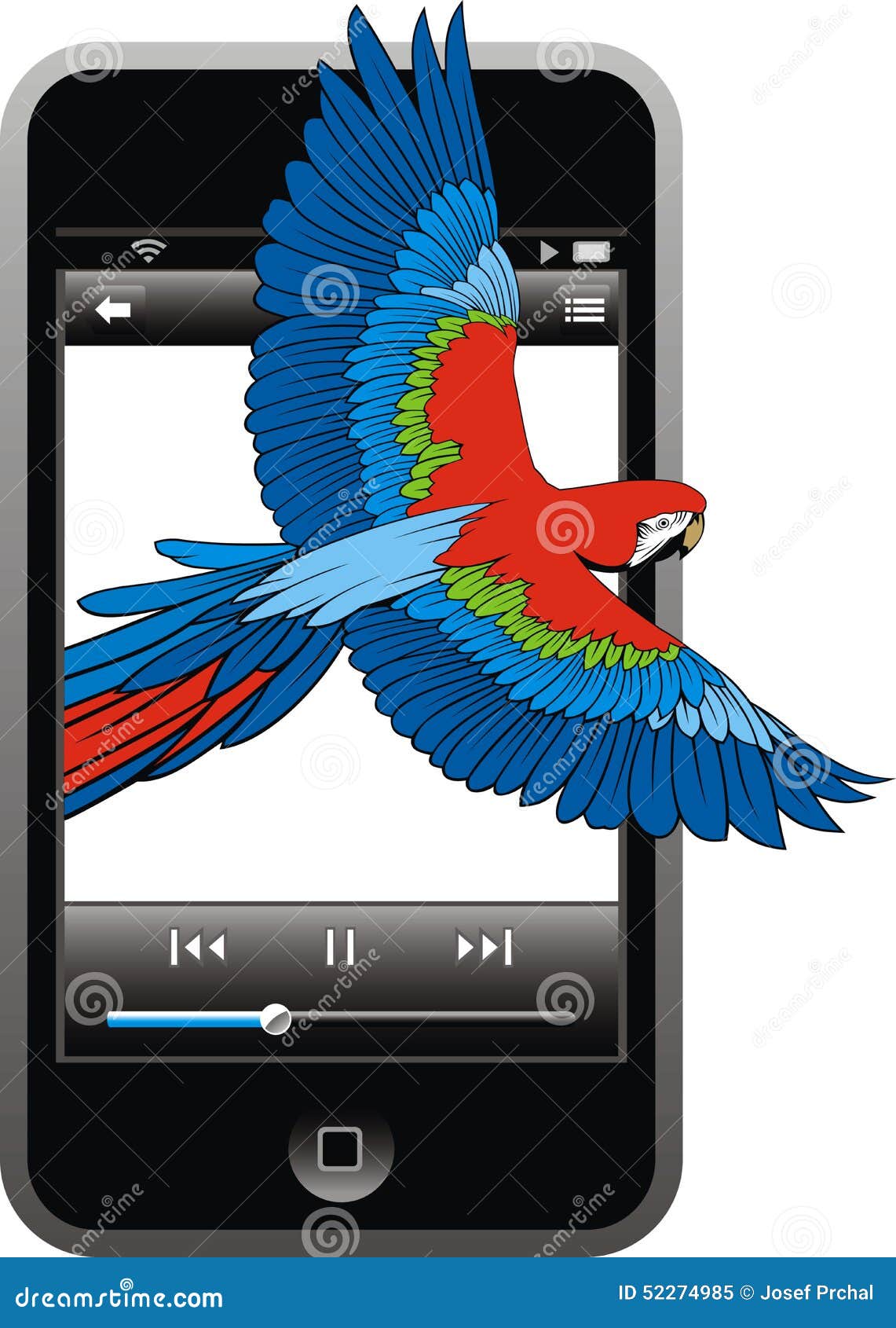 Modern Mobile Phone with Bird Stock Illustratie - Illustration of ...