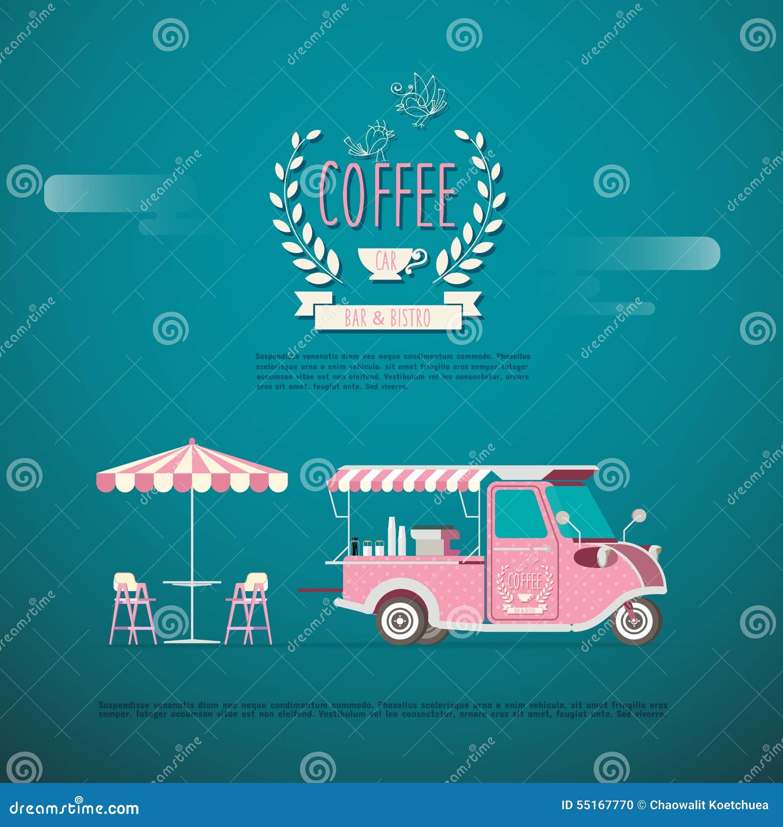Coffee Car ilustração do vetor. Ilustração de fundo, azul - 55167770