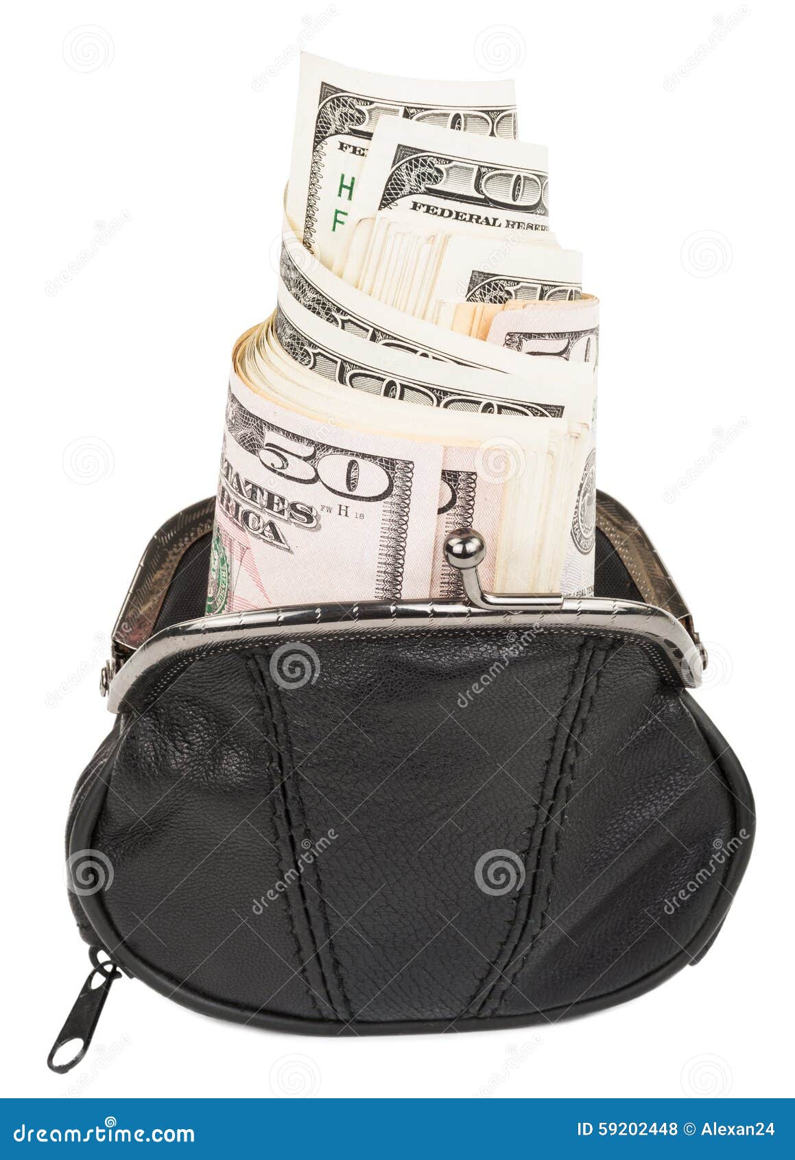Purse with the money stock foto. Image of goud, vloeistof - 59202448