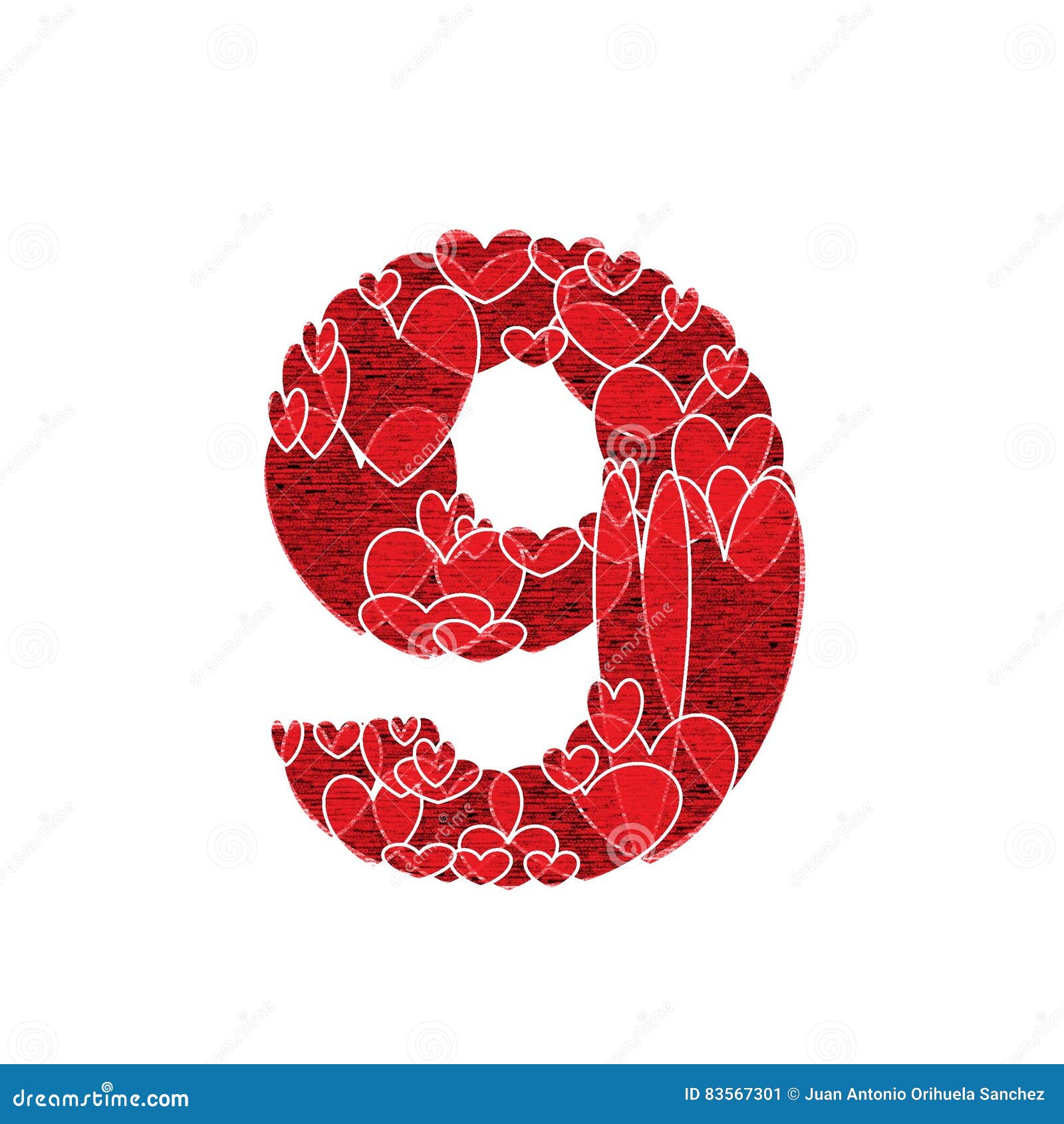 Number 9 made from hearts ilustração stock. Ilustração de alfabeto ...