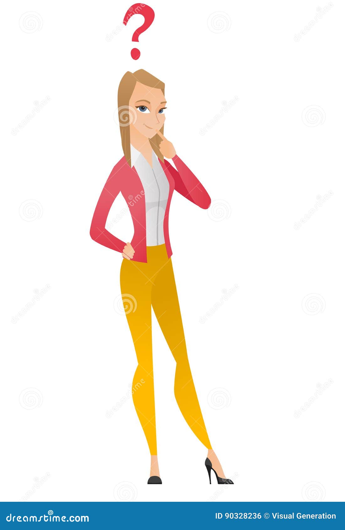 Thinking Business Woman with Question Mark. Ilustração do Vetor ...