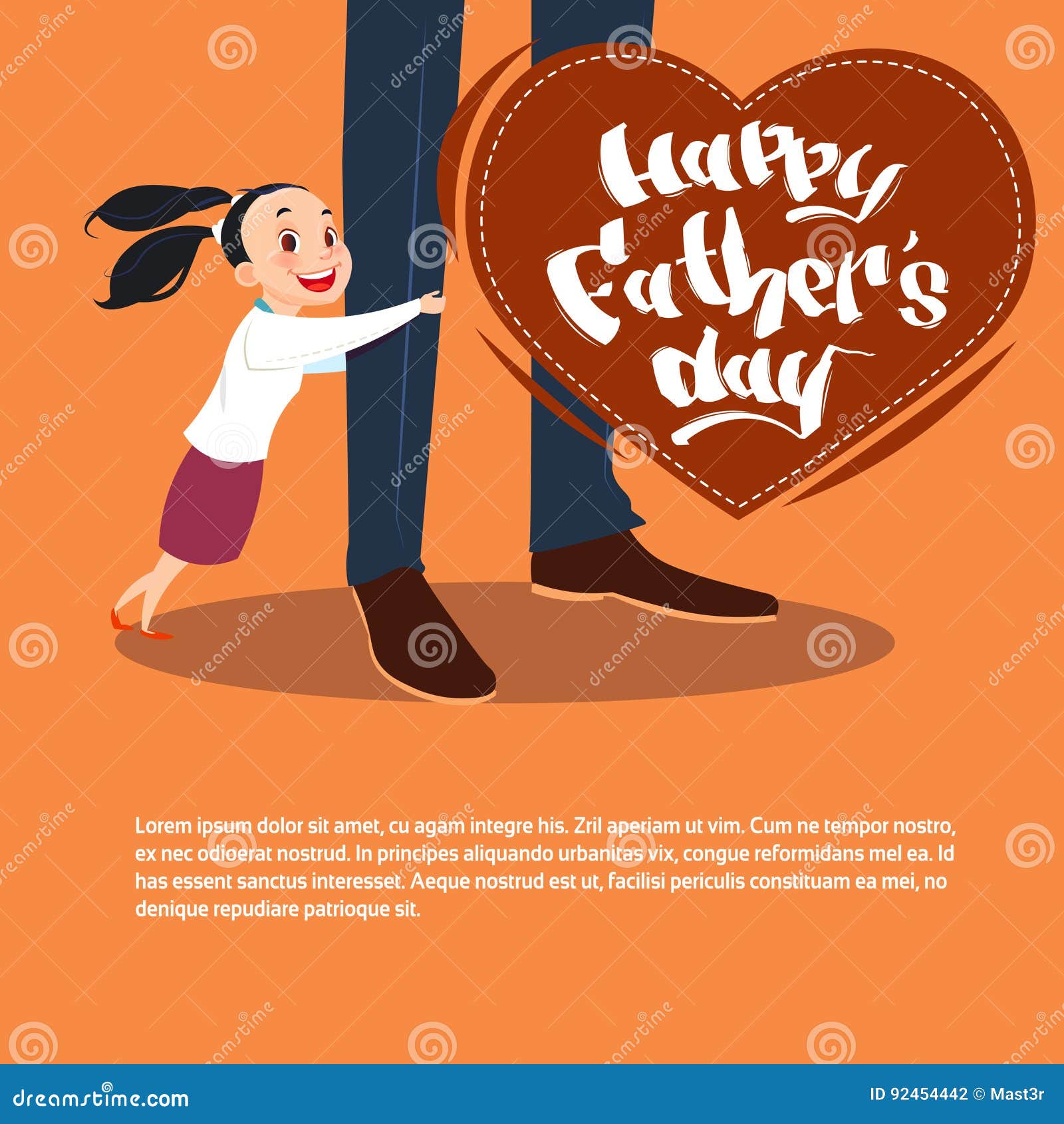Happy Father Day Family Holiday, Daughter Embracing Dad Legs Greeting ...