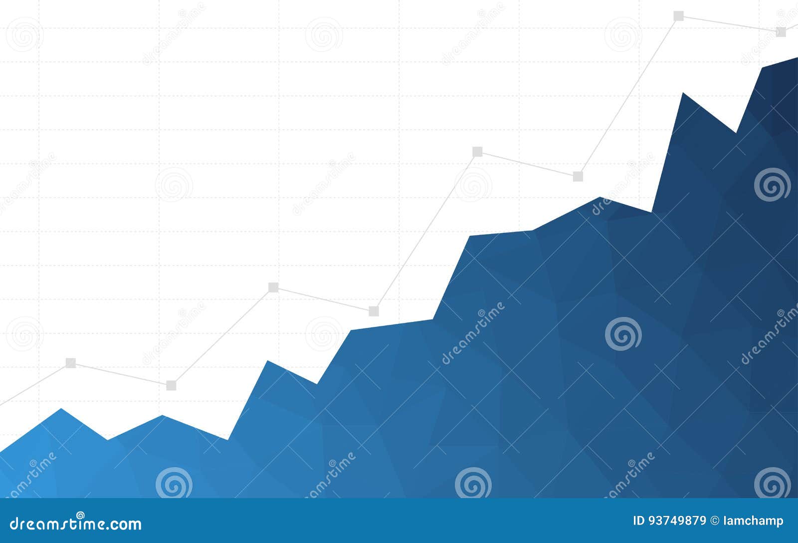 Abstract Financial Chart with Line Graph and Dark Blue Color Polygon on ...