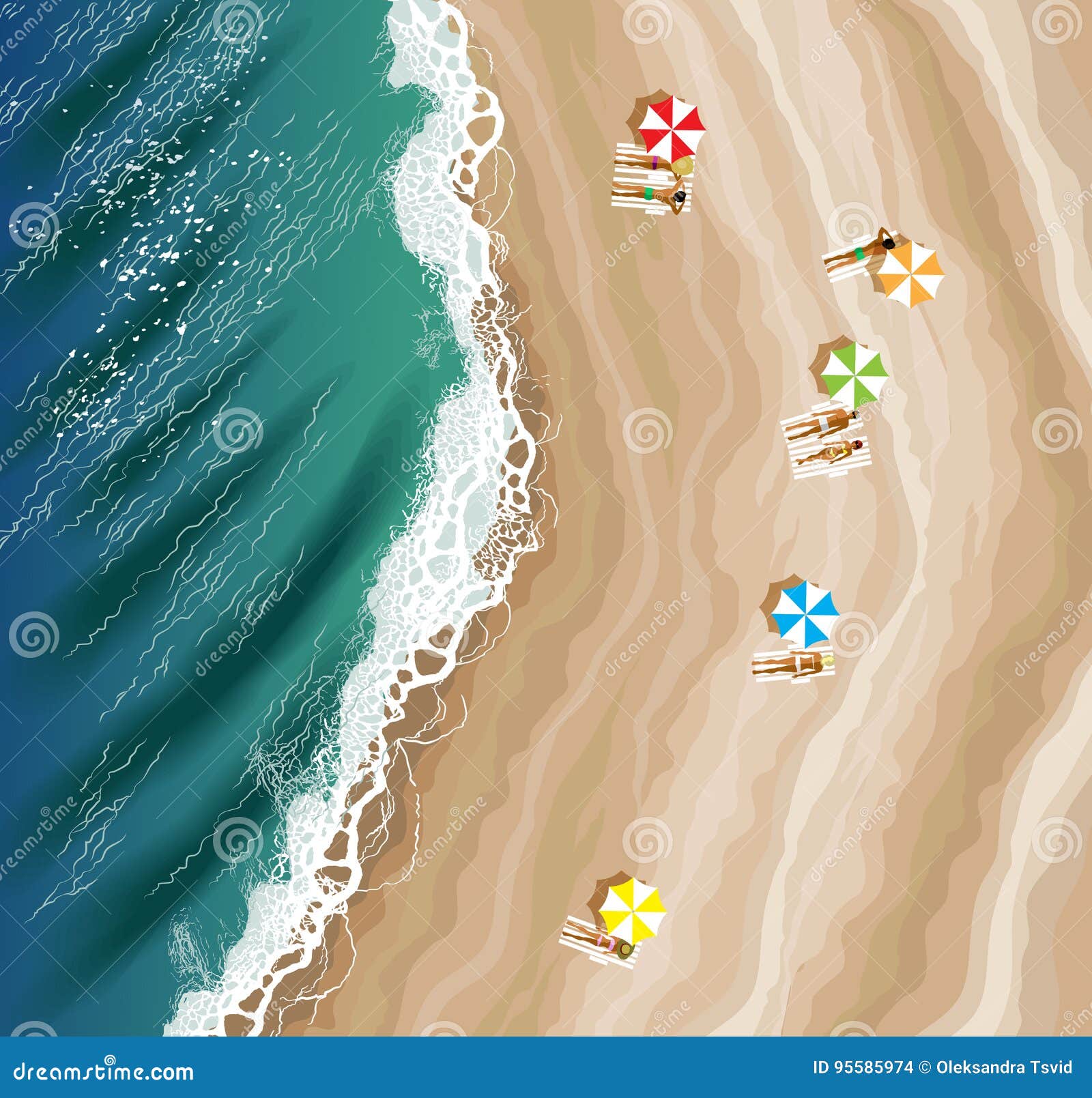 Top view of beach ilustração do vetor. Ilustração de turismo - 95585974