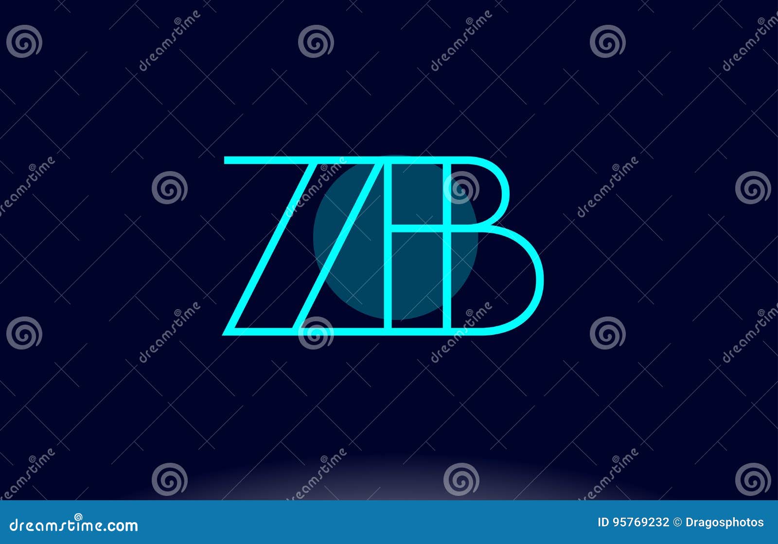 Zb Z B Blue Line Circle Alphabet Letter Logo Icon Template Vector ...