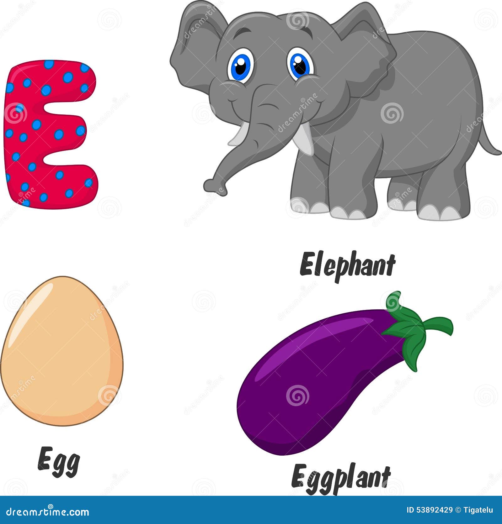 E alphabet cartoon stock vector. Illustration of cute - 53892429