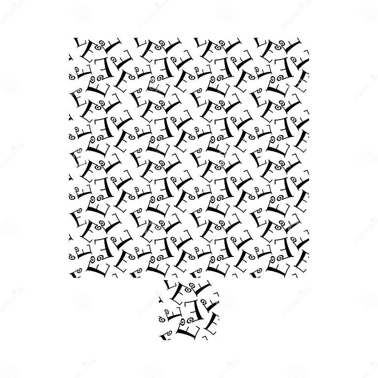 E Alphabet Pattern with Black Bold Latin Letters.continuous Letters ...