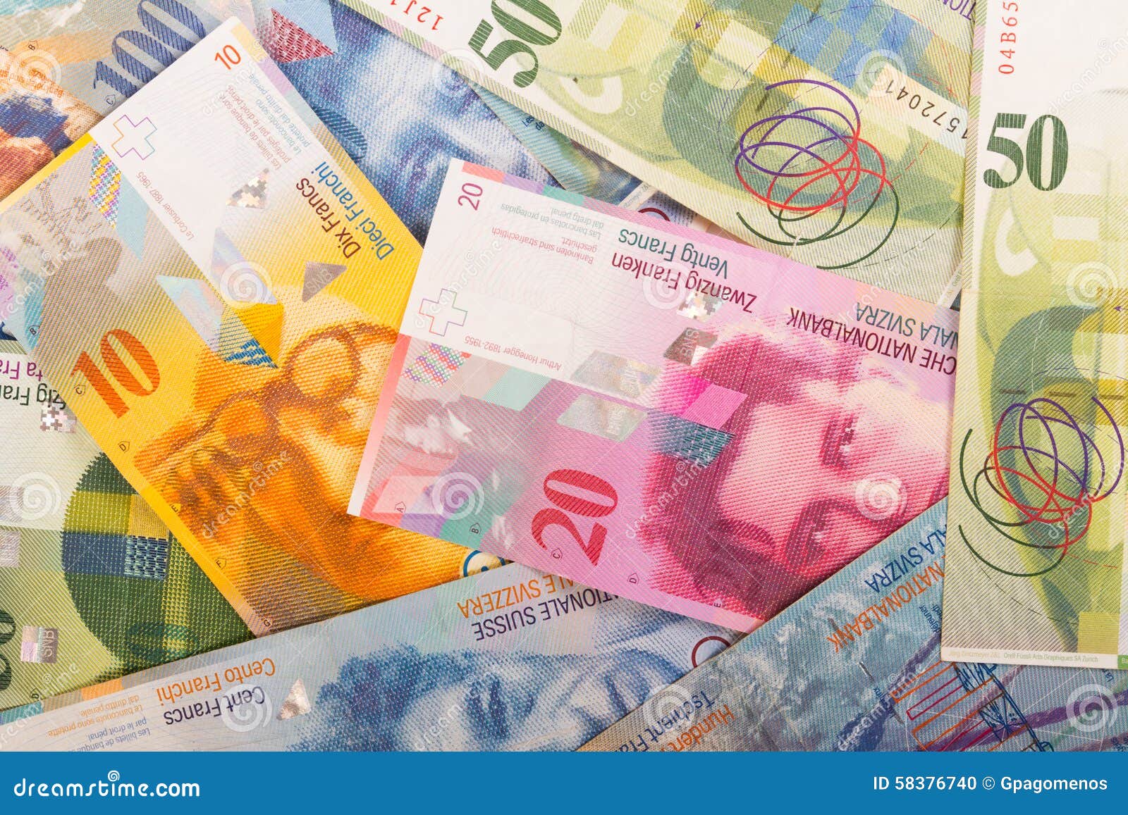 100, 50, 20 E 10 Banconote Dello Svizzero Del CHF Fotografia Stock ...