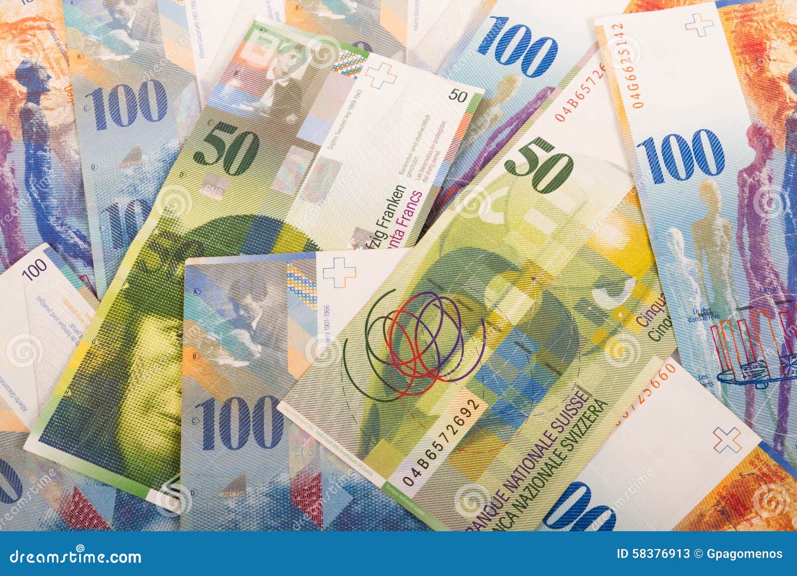 100 E 50 Banconote Dello Svizzero Del CHF Immagine Stock - Immagine di ...