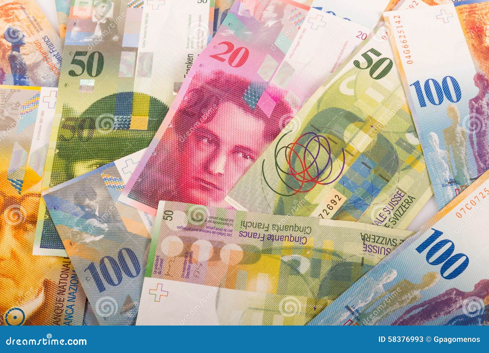 100, 50, 20 E 10 Banconote Dello Svizzero Del CHF Immagine Stock ...