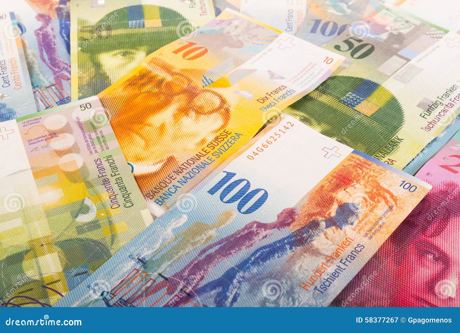 100, 50, 20 E 10 Banconote Dello Svizzero Del CHF Immagine Stock ...