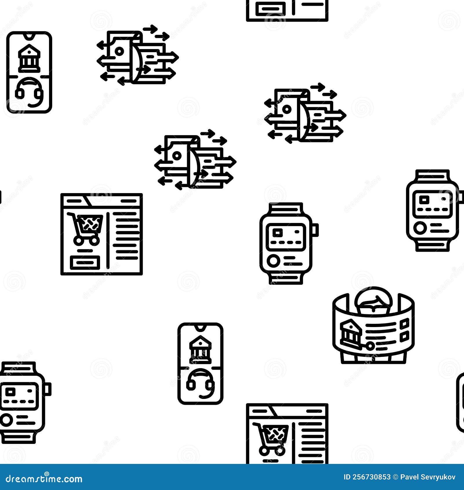 E-banking and Contactless Payment Vector Seamless Pattern Stock Vector ...