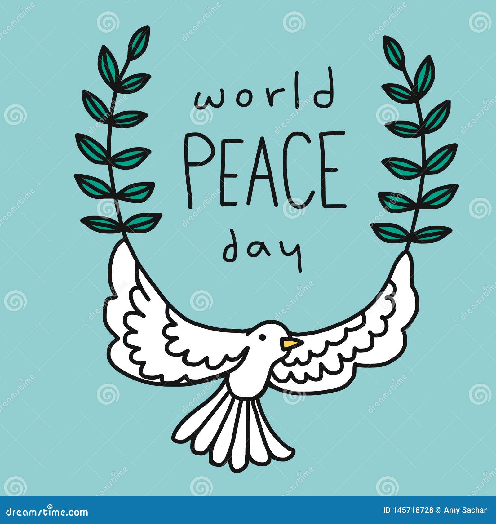 Love and Peace Word and Cute White Pigeon Cartoon Illustration Stock ...