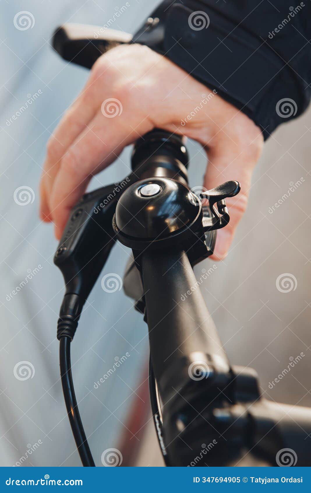 Handlebar with Bell and Grip of a E-bike Stock Image - Image of closeup ...