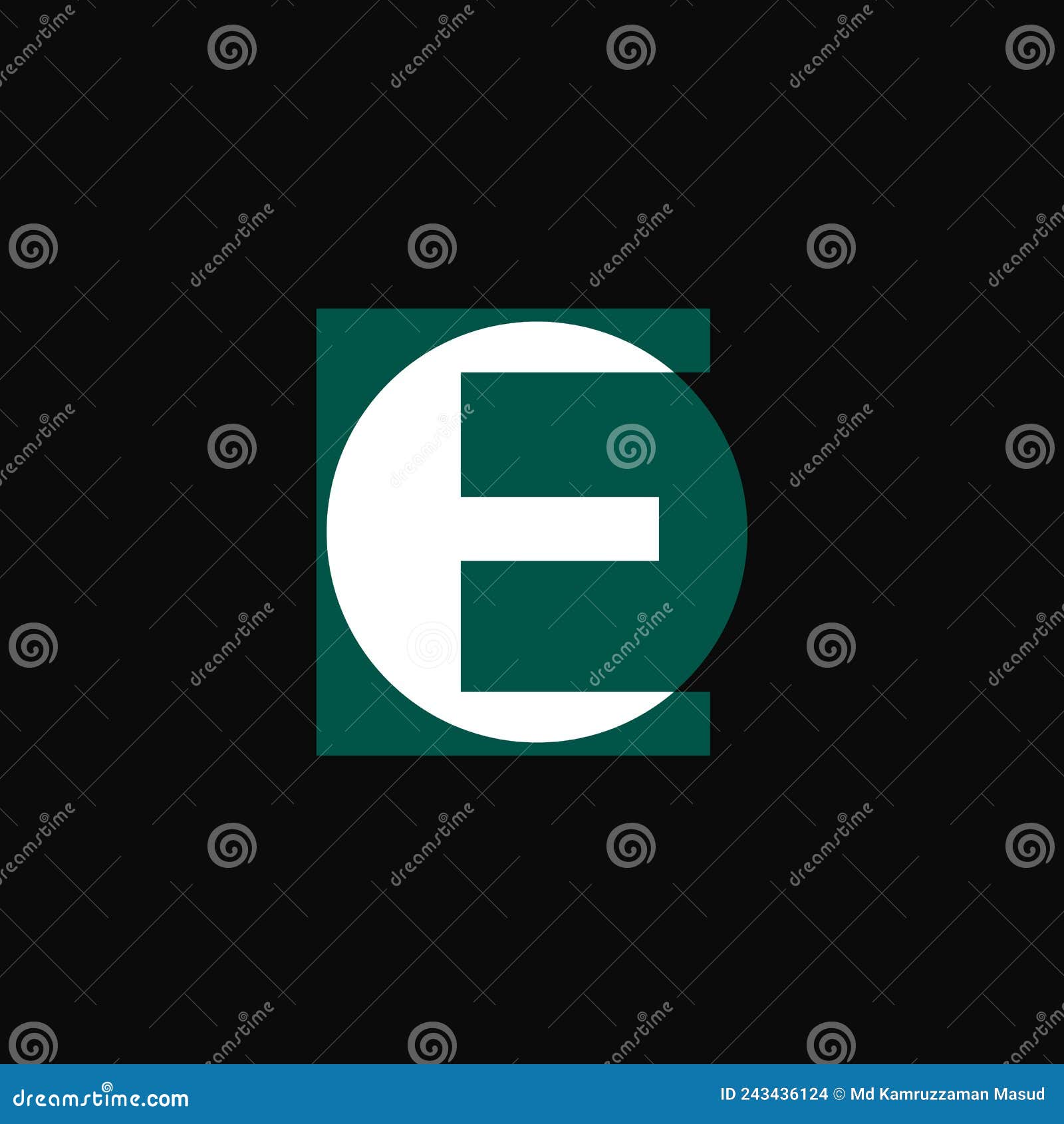 E Bold Letter Mark Logo Vector Illustration. White and Green Concept ...