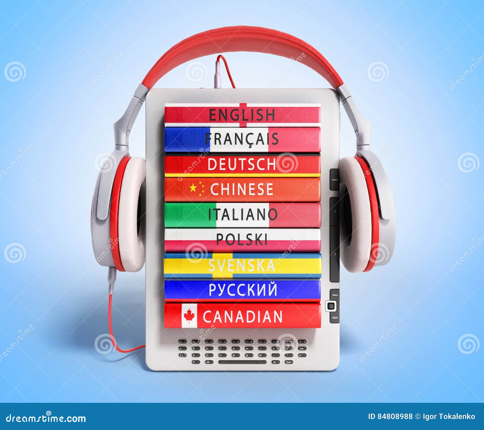 E-boock Audio Learning Languages 3d Render on Gradient Stock ...