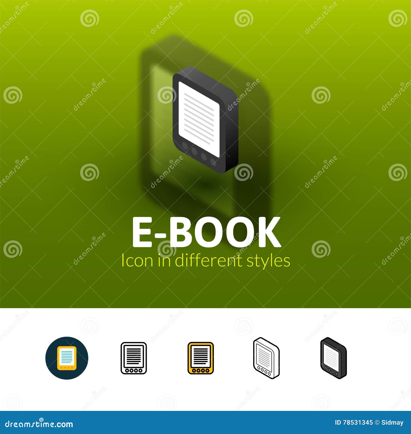 E-Book Icon in Different Style Stock Vector - Illustration of display ...