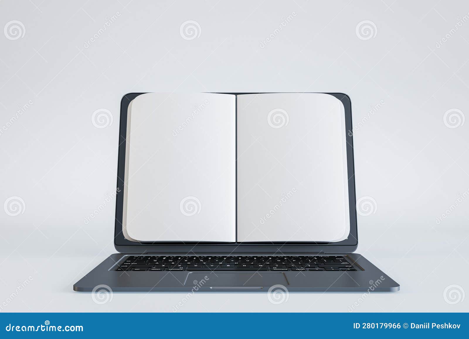 E-book Library and Digitalization Concept with Front View on Blank ...