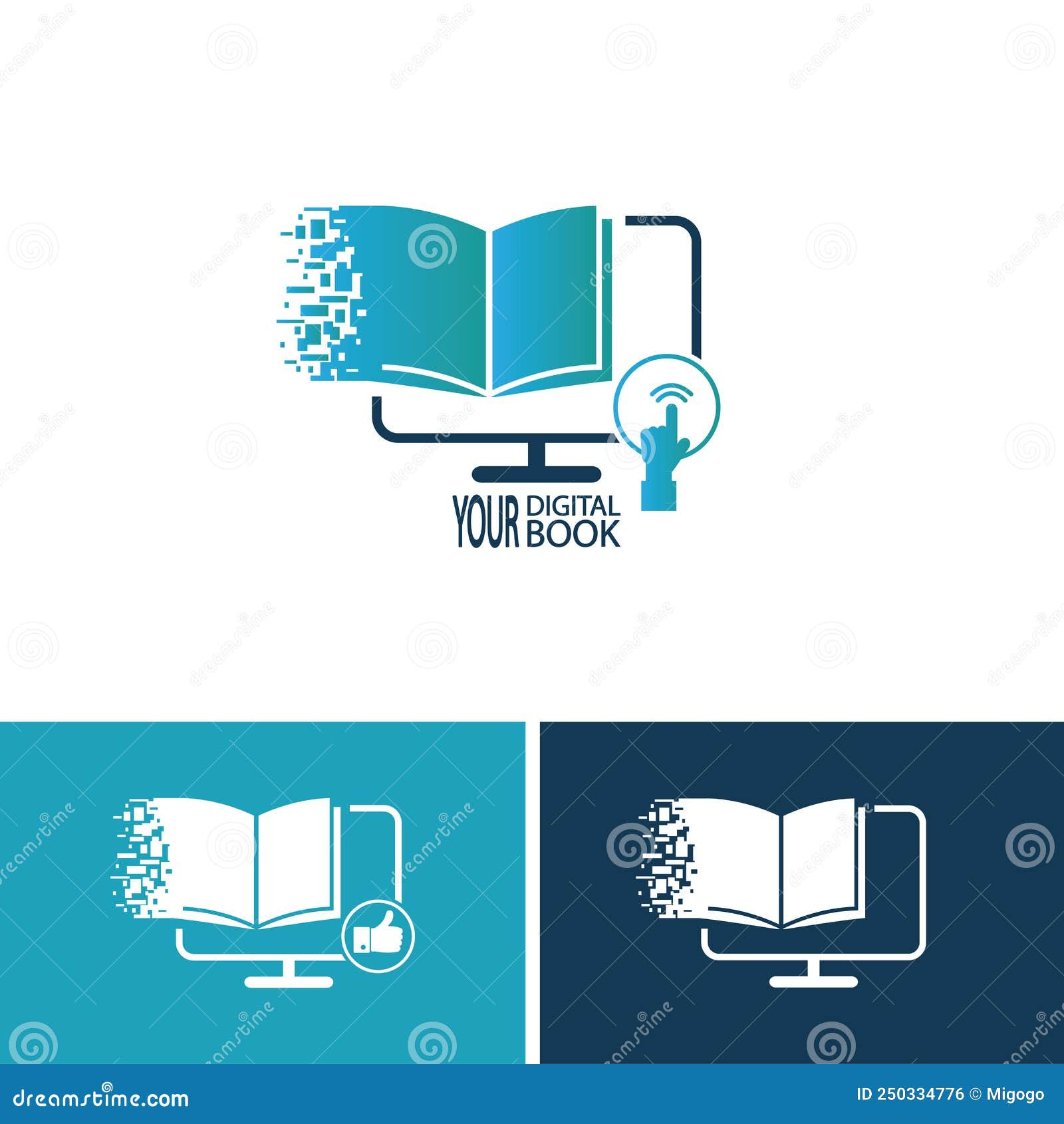 E-book Logo Design Template. Digital Books. Easy Study. Distance ...