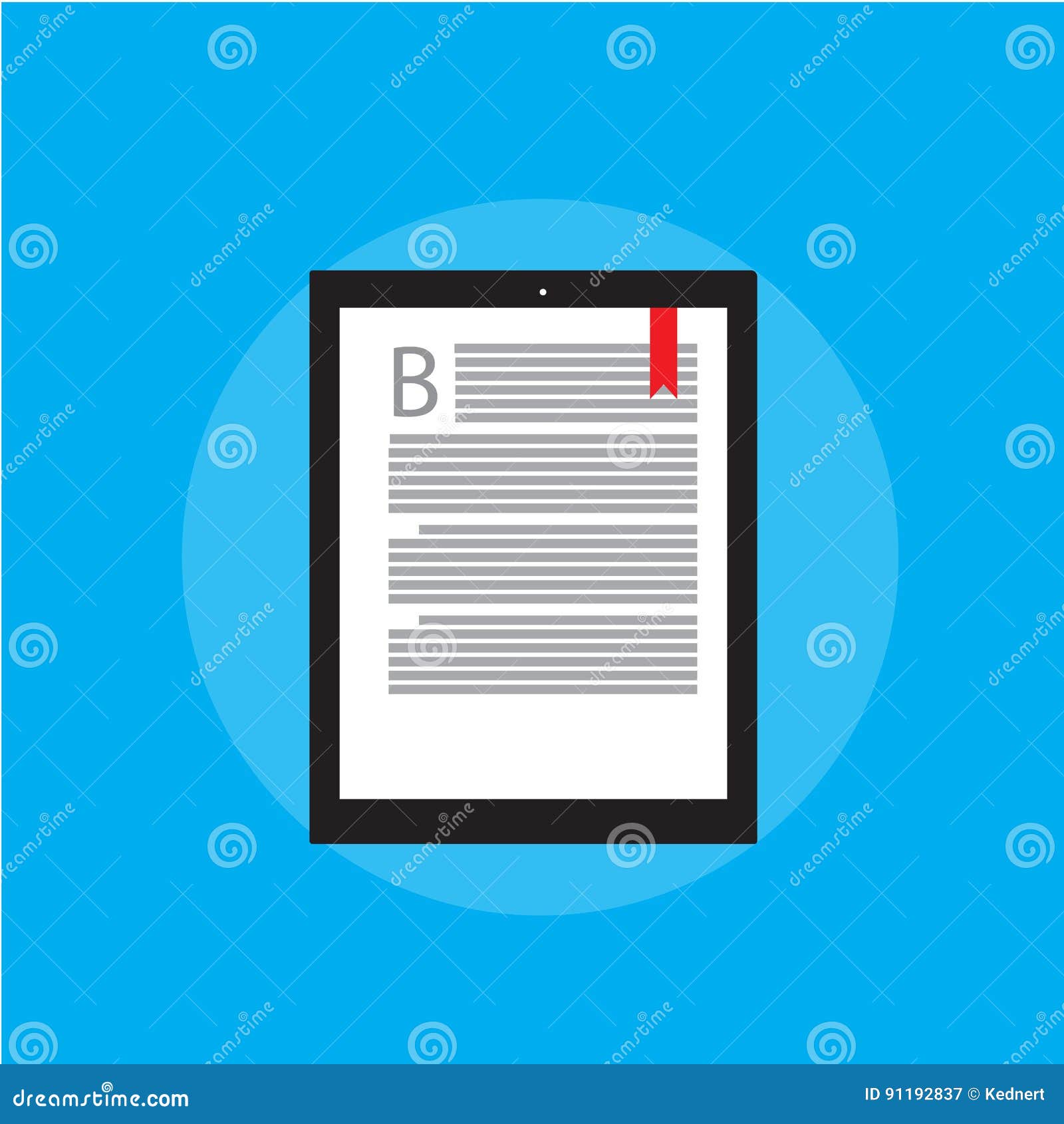 E-book Reader on Blue Backgrond and Modern Education. in Flat Style ...