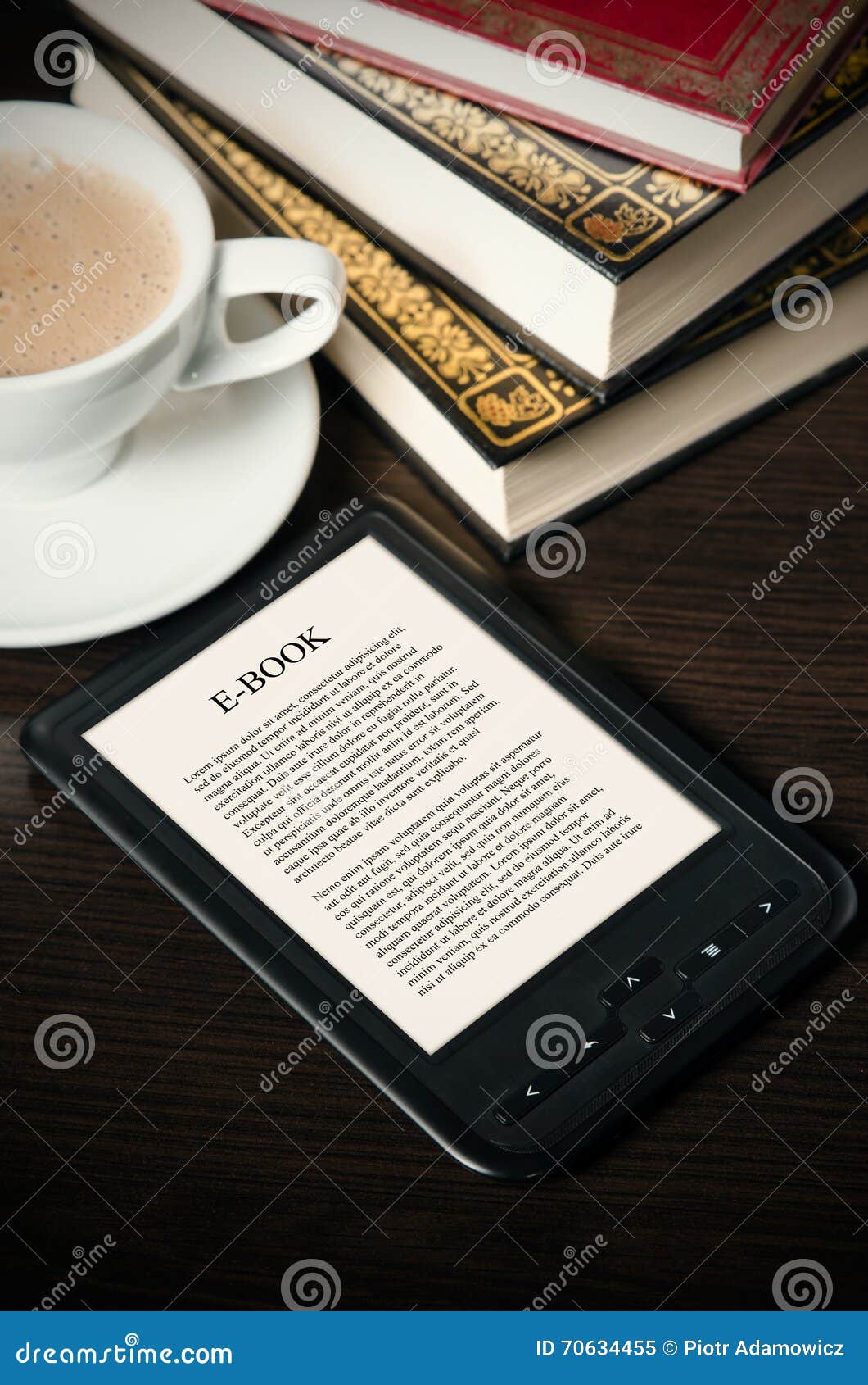 E-book Reader Device on Desk in Library Stock Image - Image of book ...