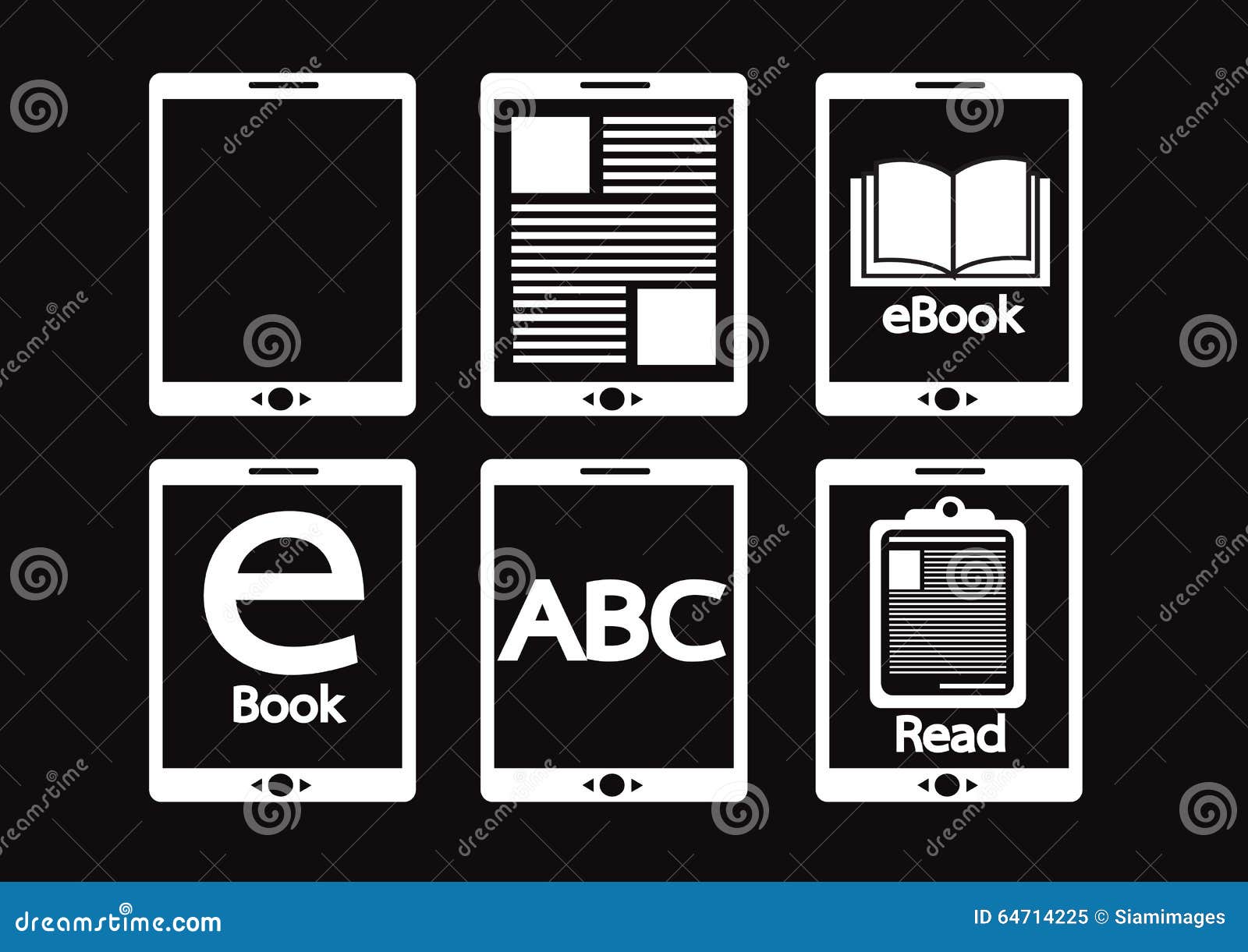 E-book Reader and E-reader Icons Set Stock Vector - Illustration of ...