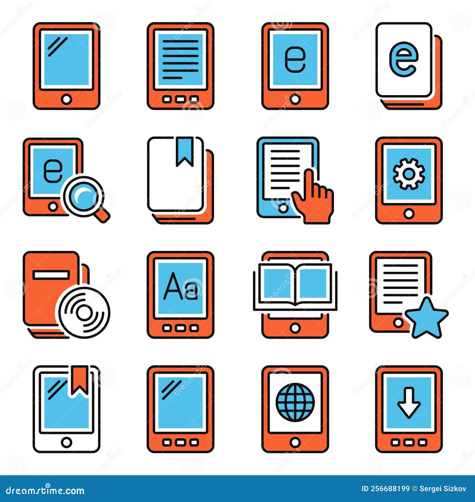 E-book Reader Icons Set on White Background. Vector Stock Vector ...