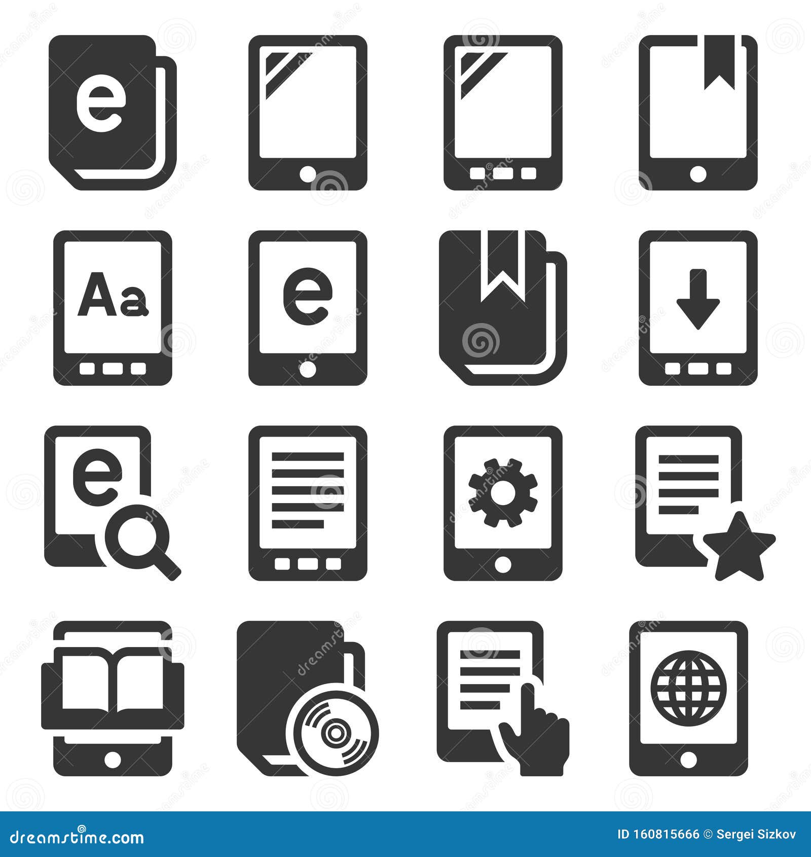 E-book Reader Icons Set on White Background. Vector Stock Vector ...