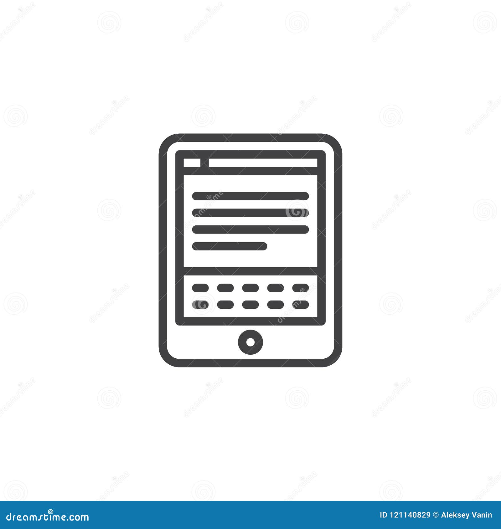 E-book reader outline icon stock vector. Illustration of icon - 121140829