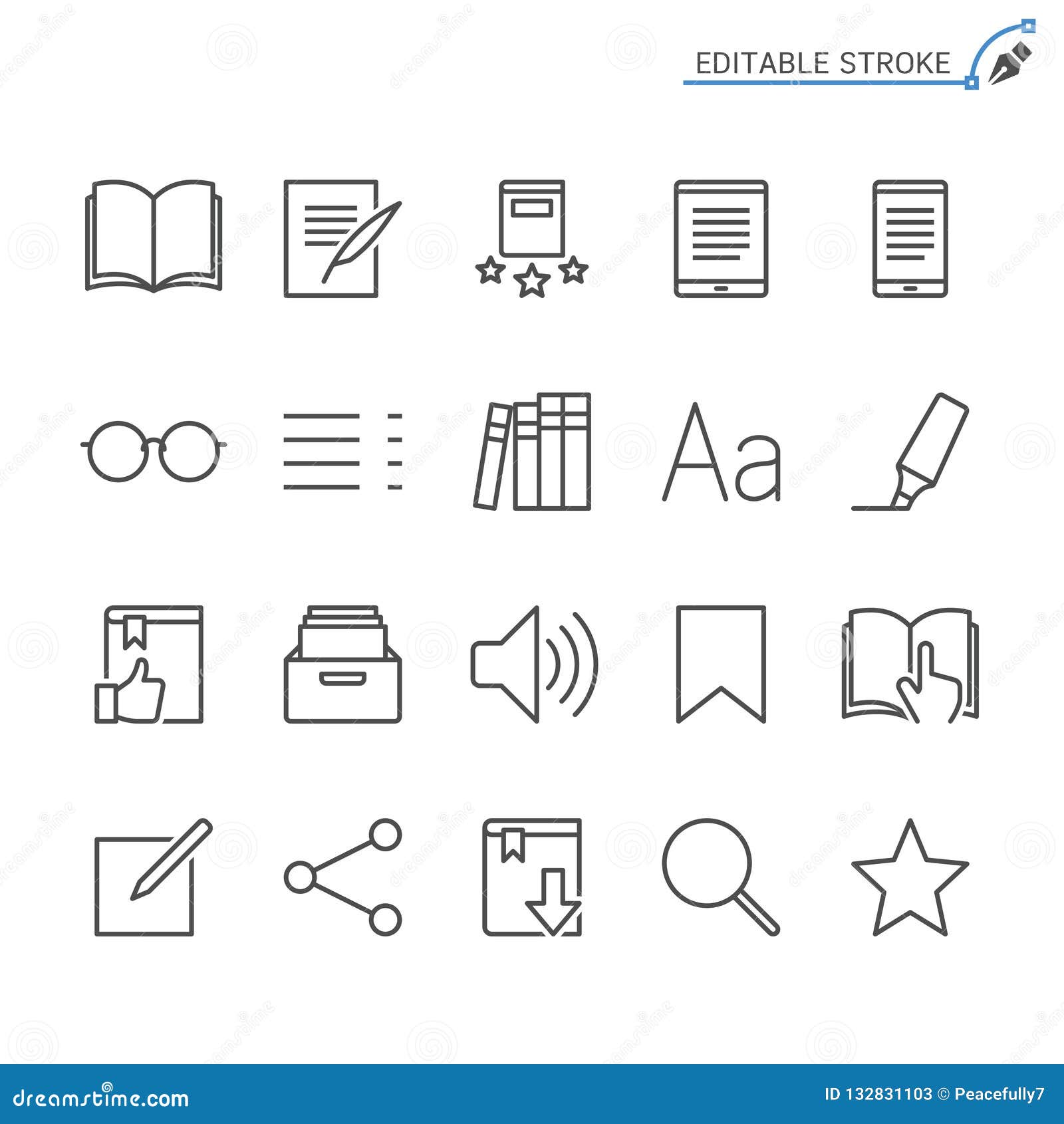 E-book Reader Outline Icon Set Stock Vector - Illustration of library ...