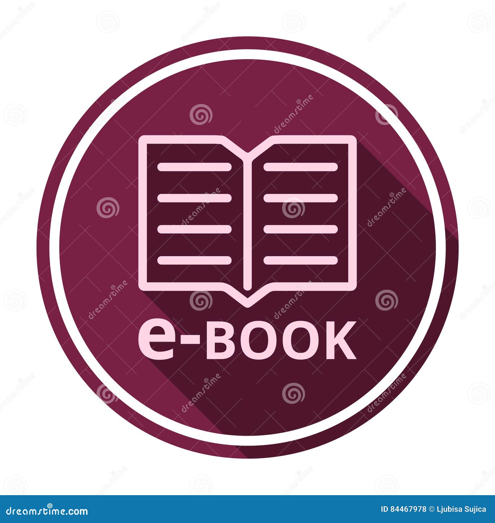 E-Book Sign Icon with Long Shadow Stock Vector - Illustration of ...