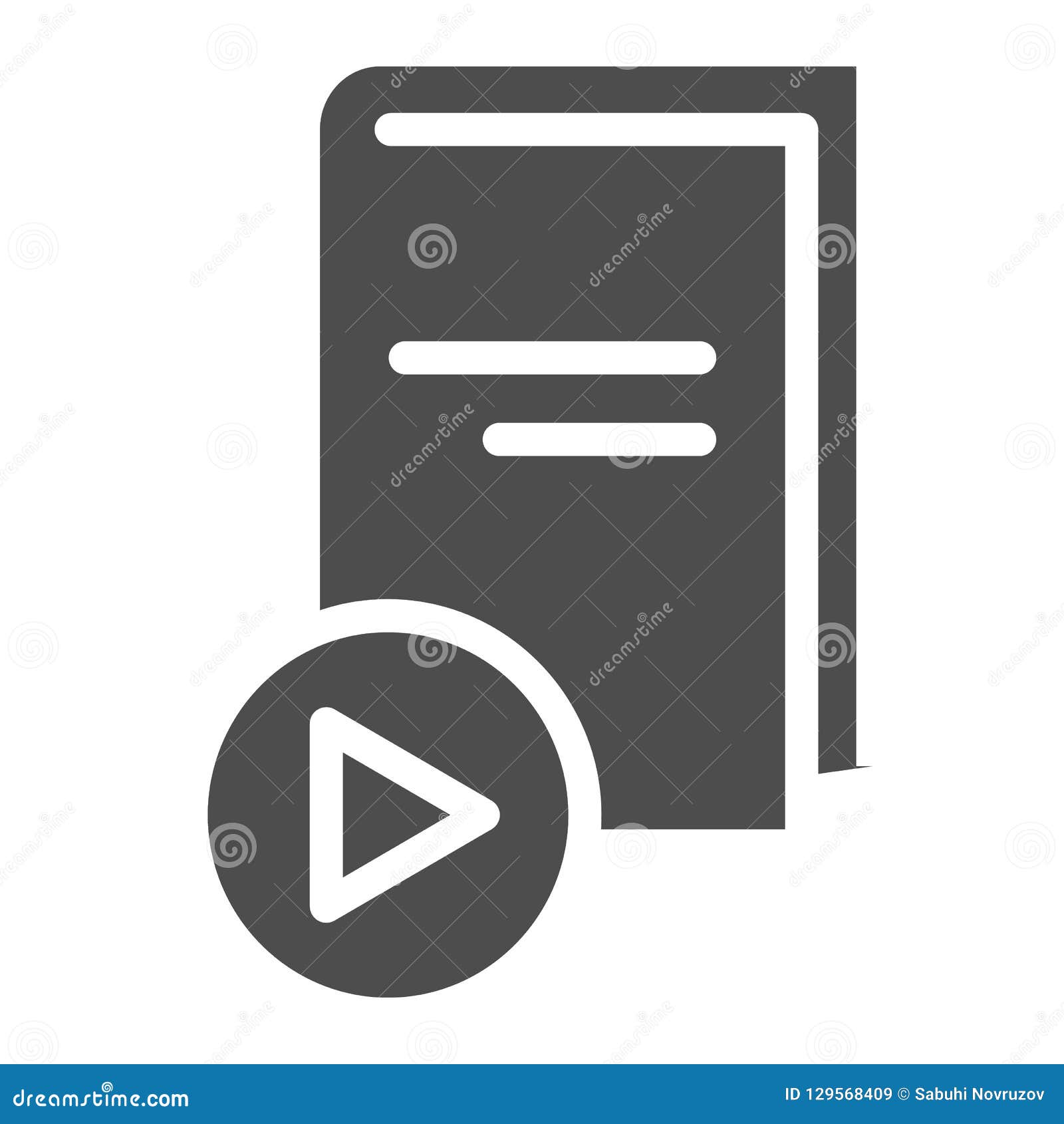 E-book Solid Icon. Book with Play Button Vector Illustration Isolated ...