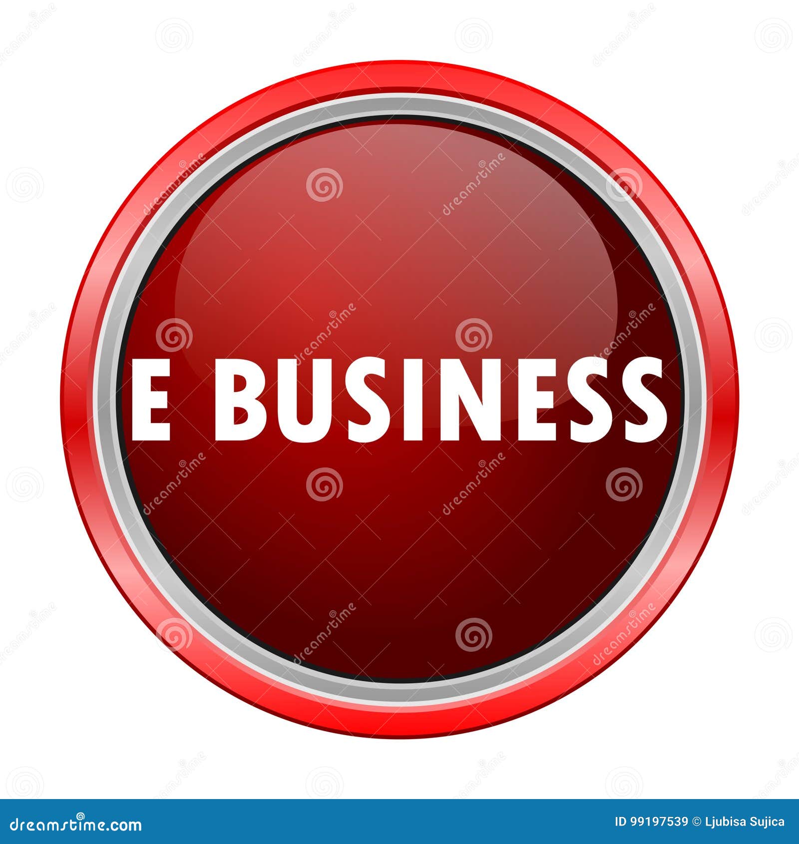 E Business Round Metallic Red Button Stock Vector - Illustration of ...