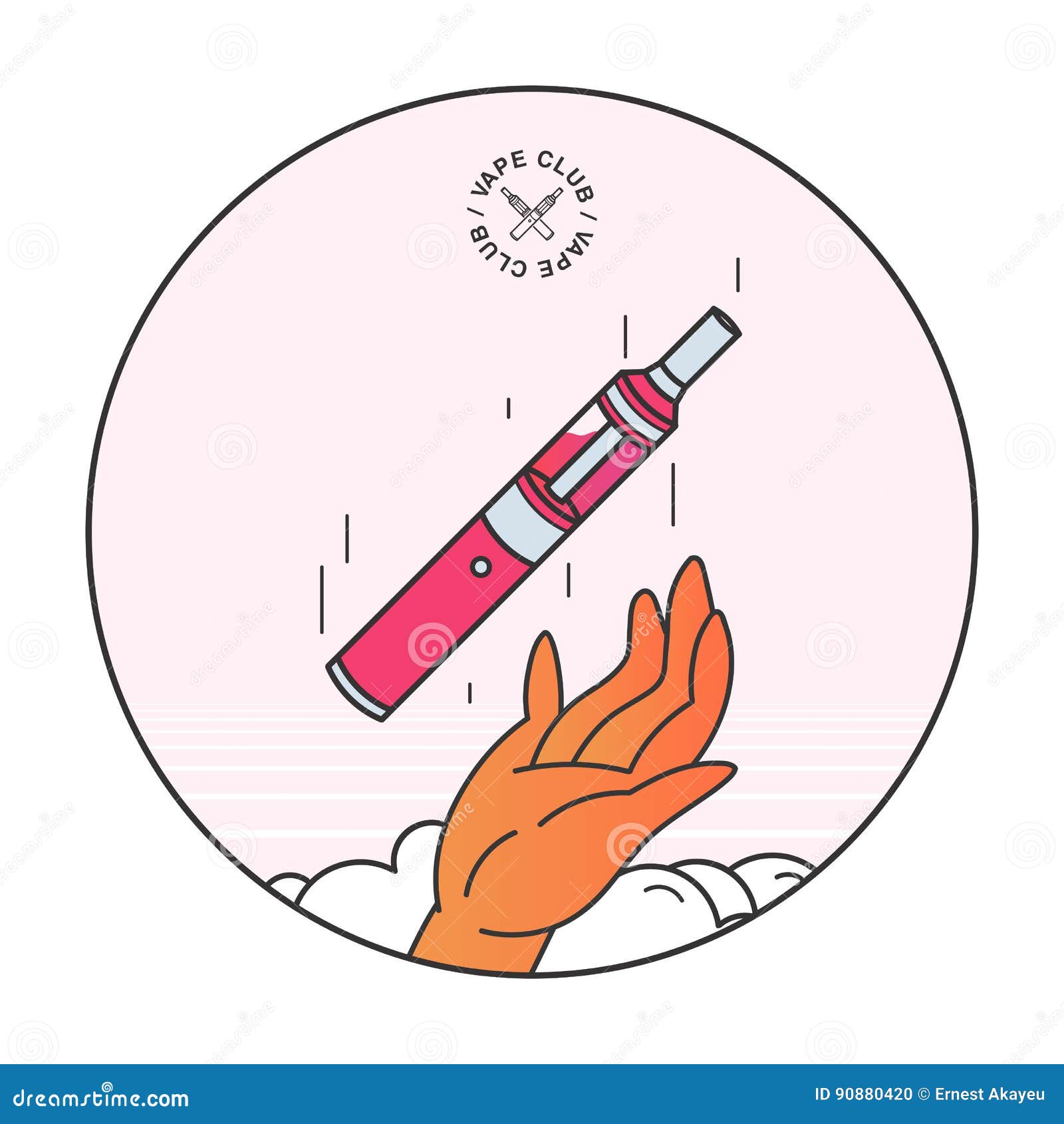E-cigarette in Hand. Vape Smoking Concept, Lineart Illustration. Stock ...