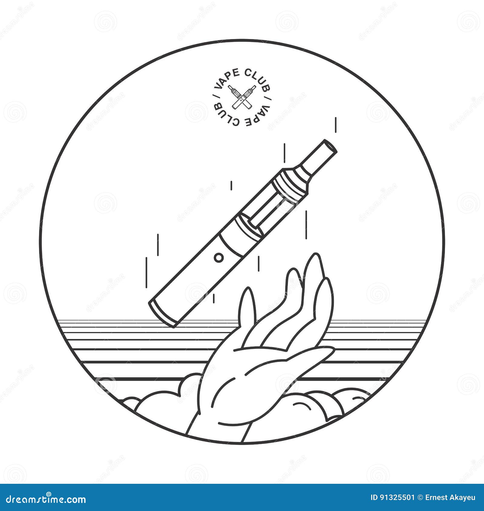 E-cigarette in Hand. Vape Smoking Concept, Lineart Illustration. Stock ...