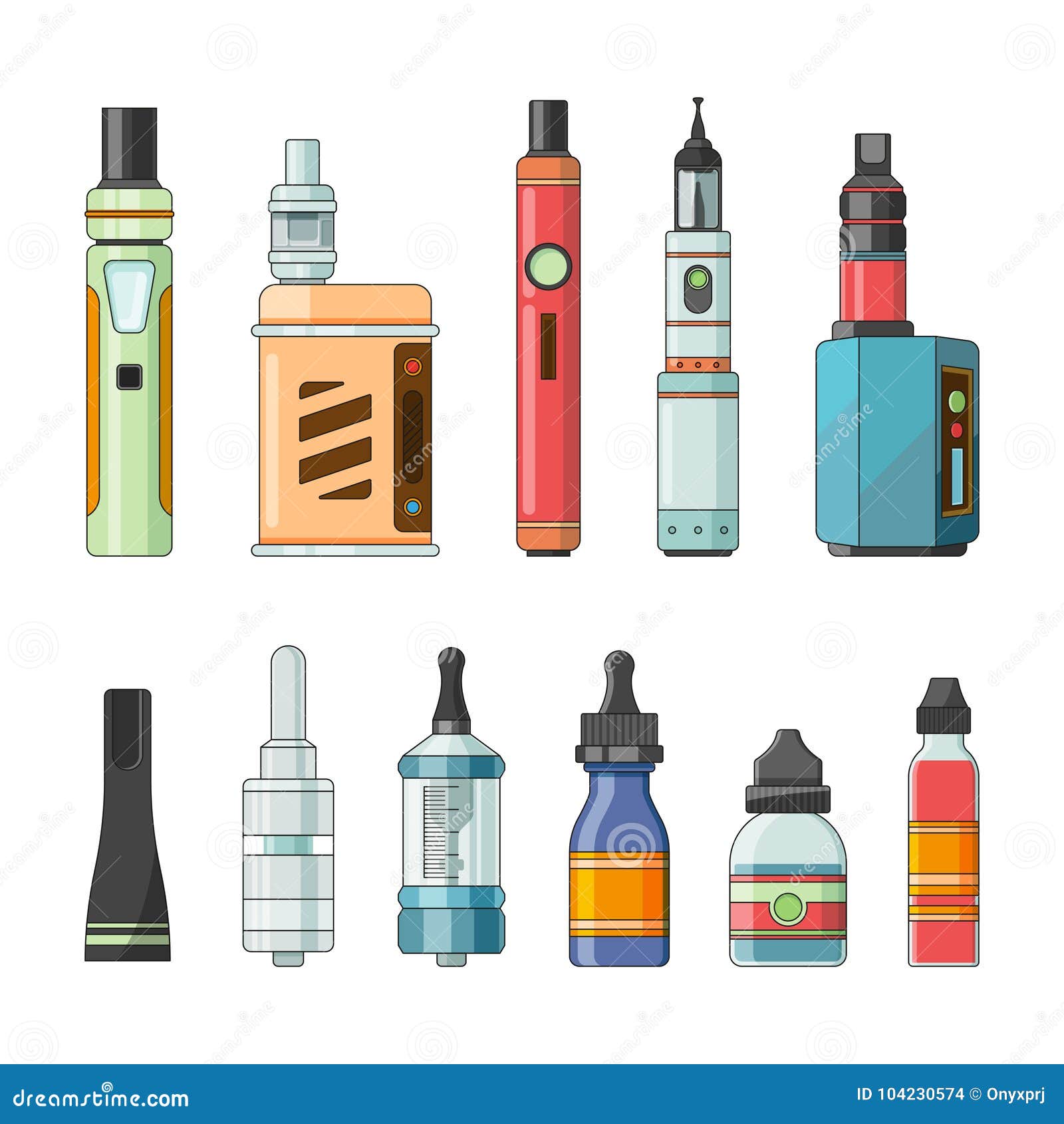 E Cigarettes and Different Electric Tools for Vaping Stock Vector ...