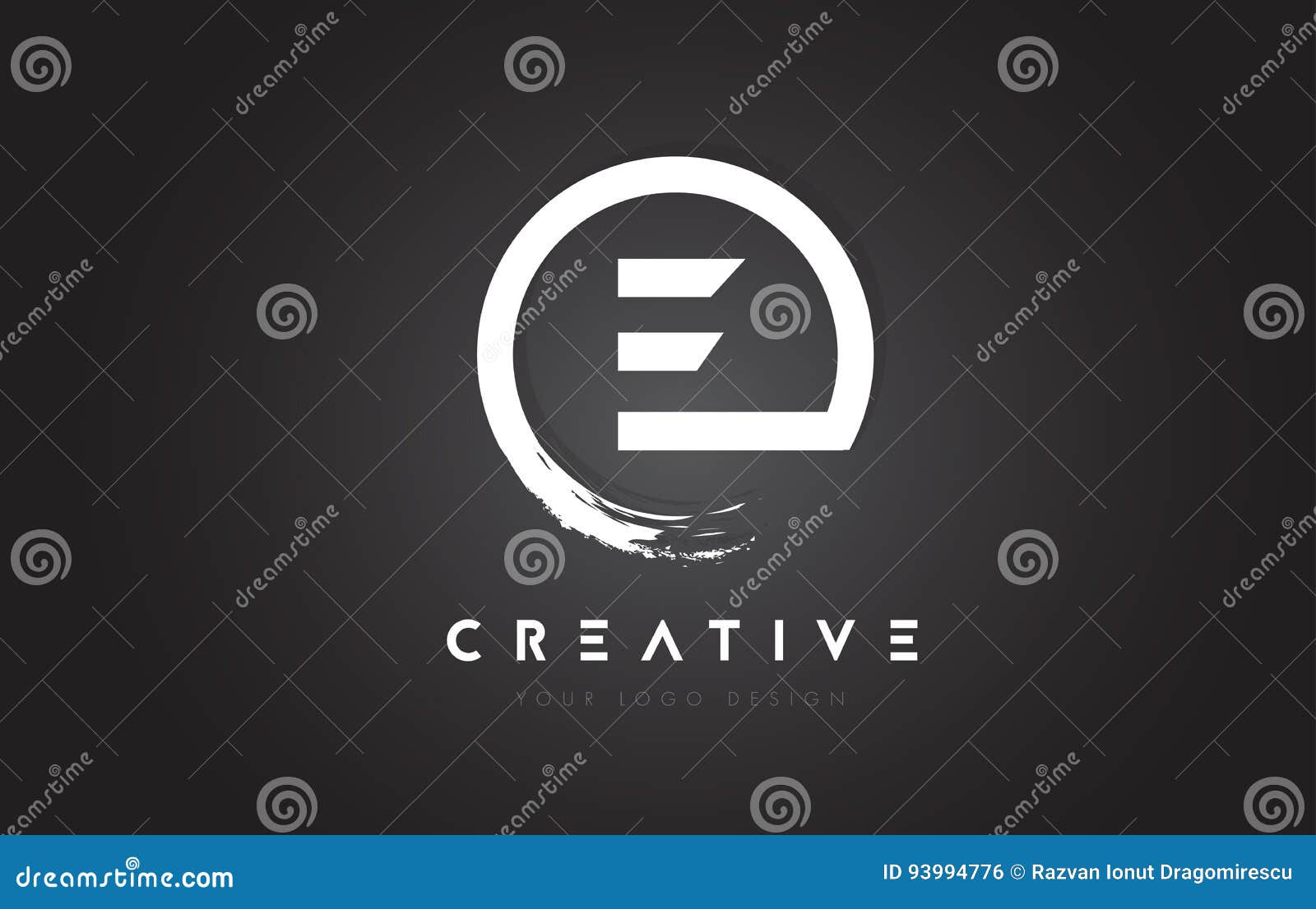 EN Circular Letter Logo With Circle Brush Design And Black Background ...