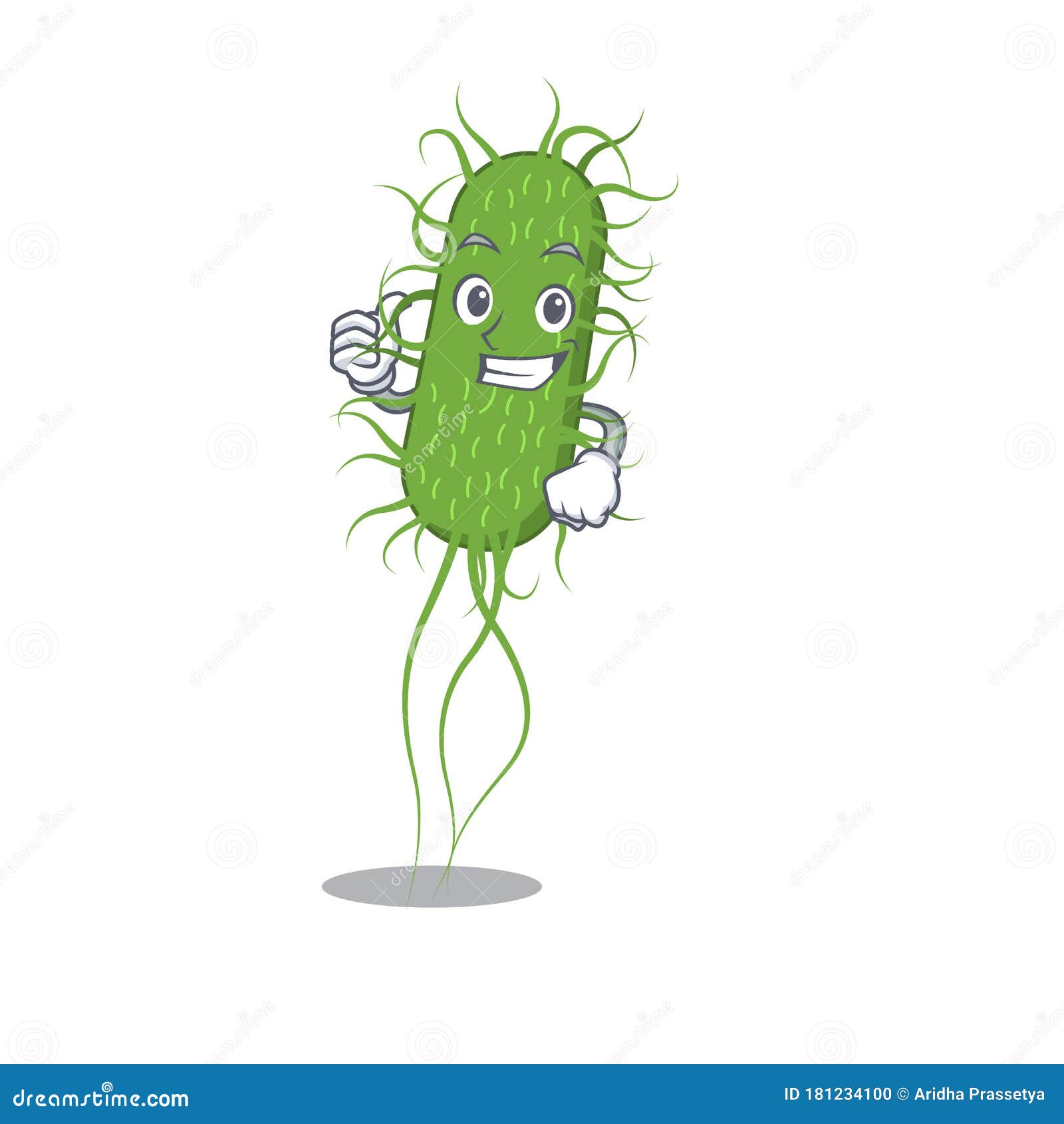 E.coli Bacteria Cartoon Character Design Making OK Gesture Stock Vector ...