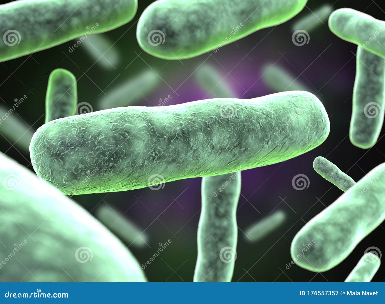 Bacteria Spore On Red Background. 3d Illustration Stock Photo ...