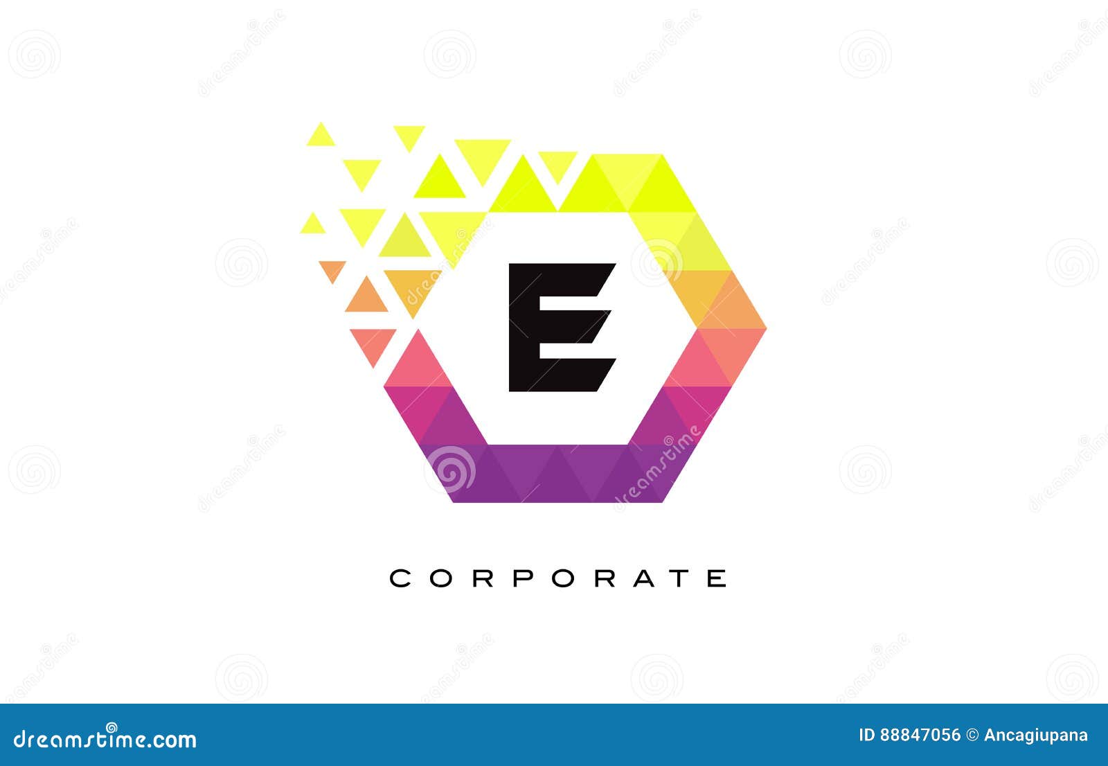 E Colorful Hexagon Shaped Letter Logo Design. Stock Illustration ...