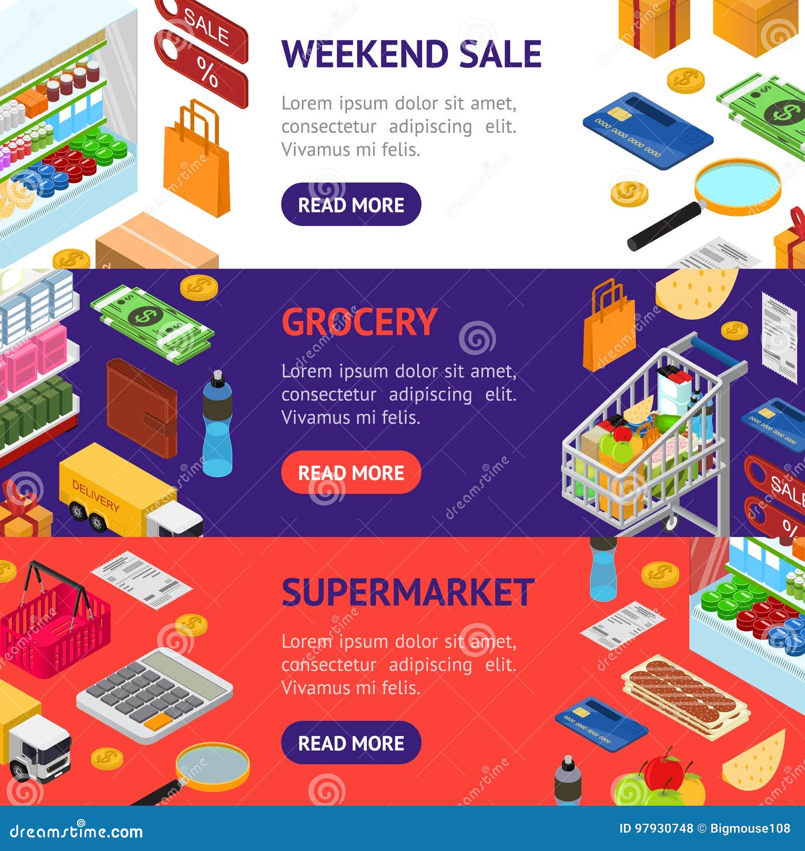 E-commerce Banner Horizontal Set. Vector Stock Vector - Illustration of ...