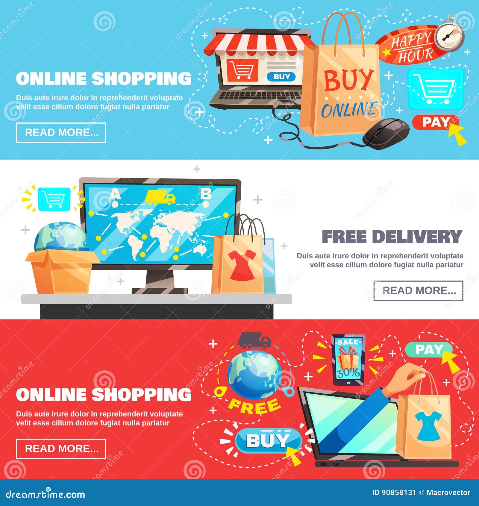 E-Commerce Banners Collection Stock Vector - Illustration of concept ...